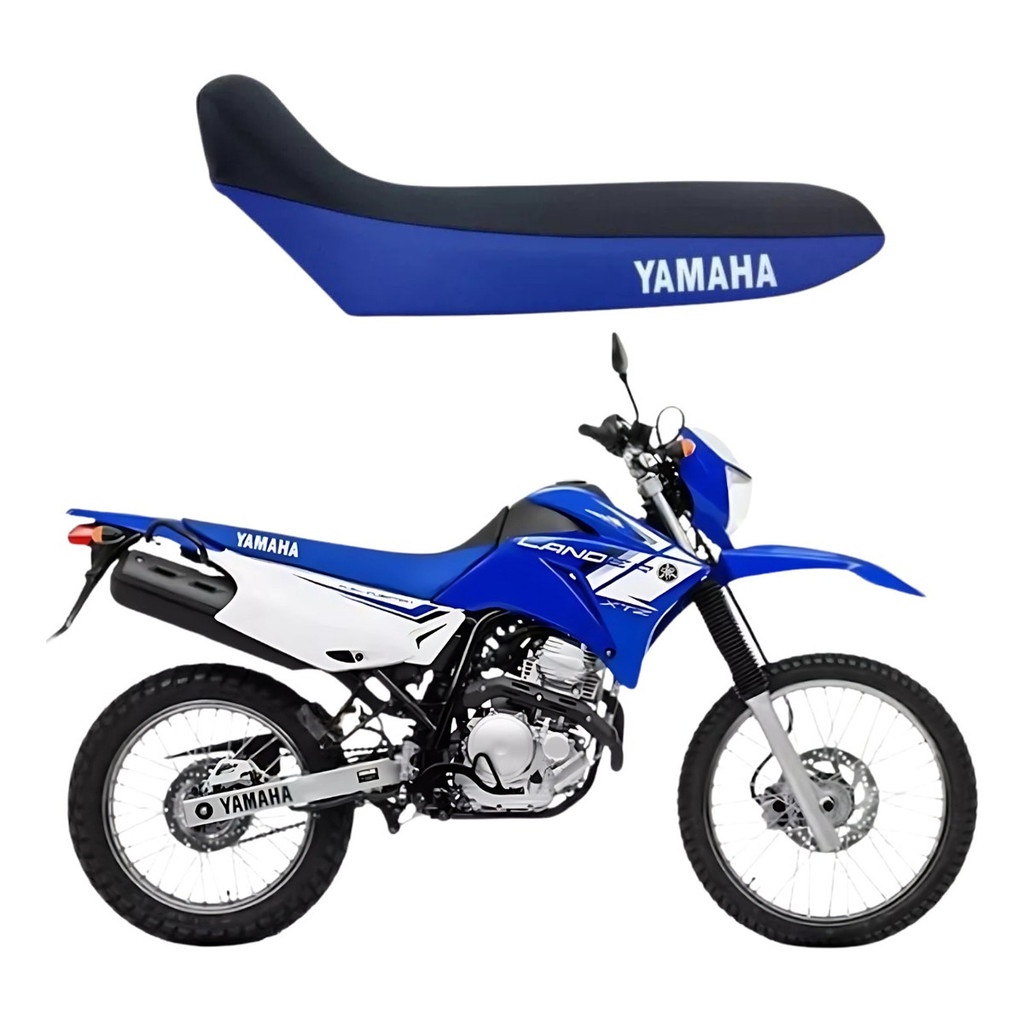 Capa Para Banco Moto XTZ 250 Azul Preta Estilo Para Trilhas E Ruas