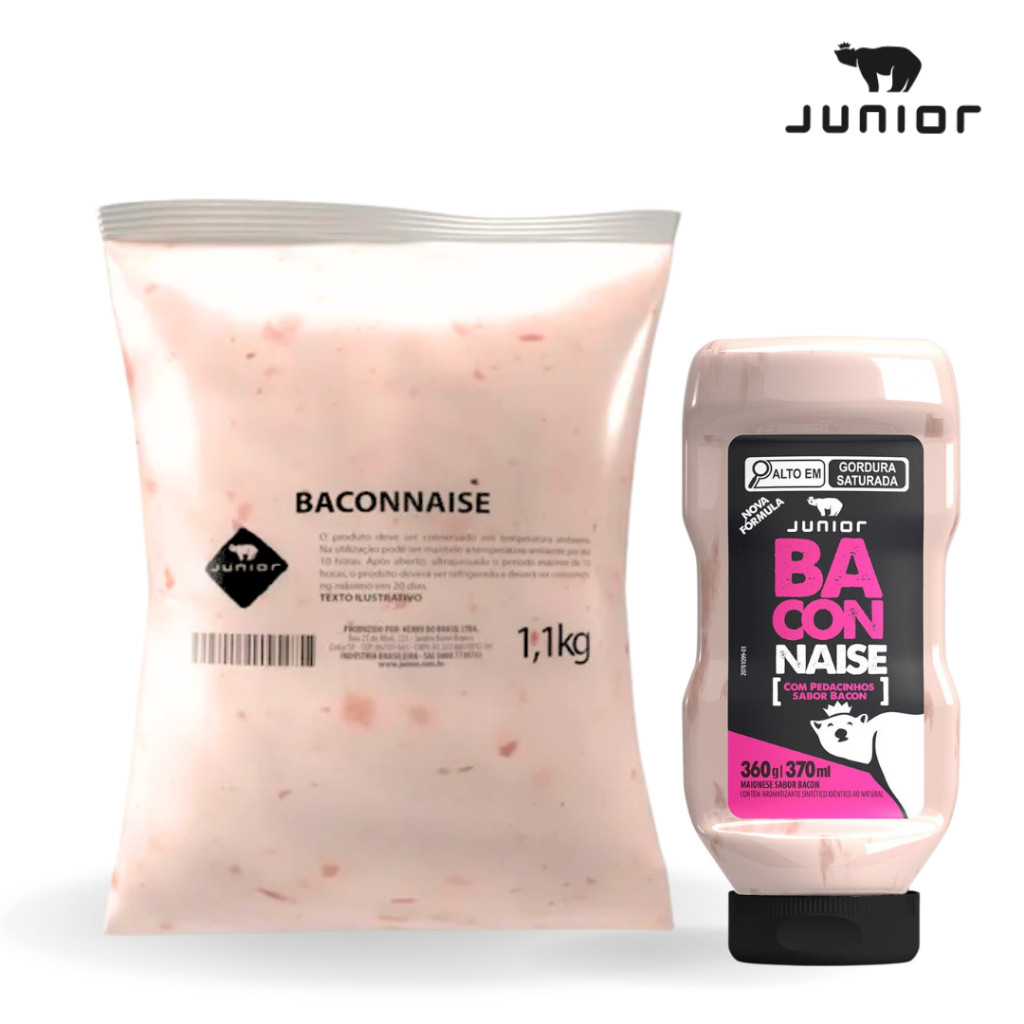 Maionese De Bacon Junior Molho Cremoso Gourmet Baconnaise Pouch 1.1 Kg ...