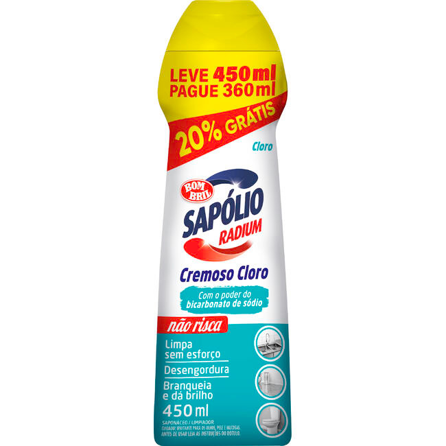 Sapólio Radium Cremoso Cloro Frasco com 450ml | Shopee Brasil