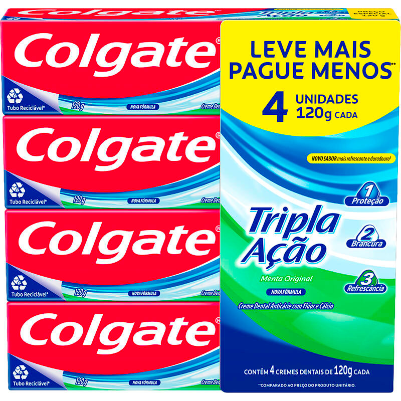 Creme Dental Colgate Tripla ação Pack com 4x120g | Shopee Brasil