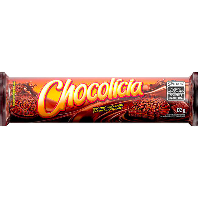 Kit com 4 Biscoito Recheado Chocolícia Chocolate Pacote com 132g ...