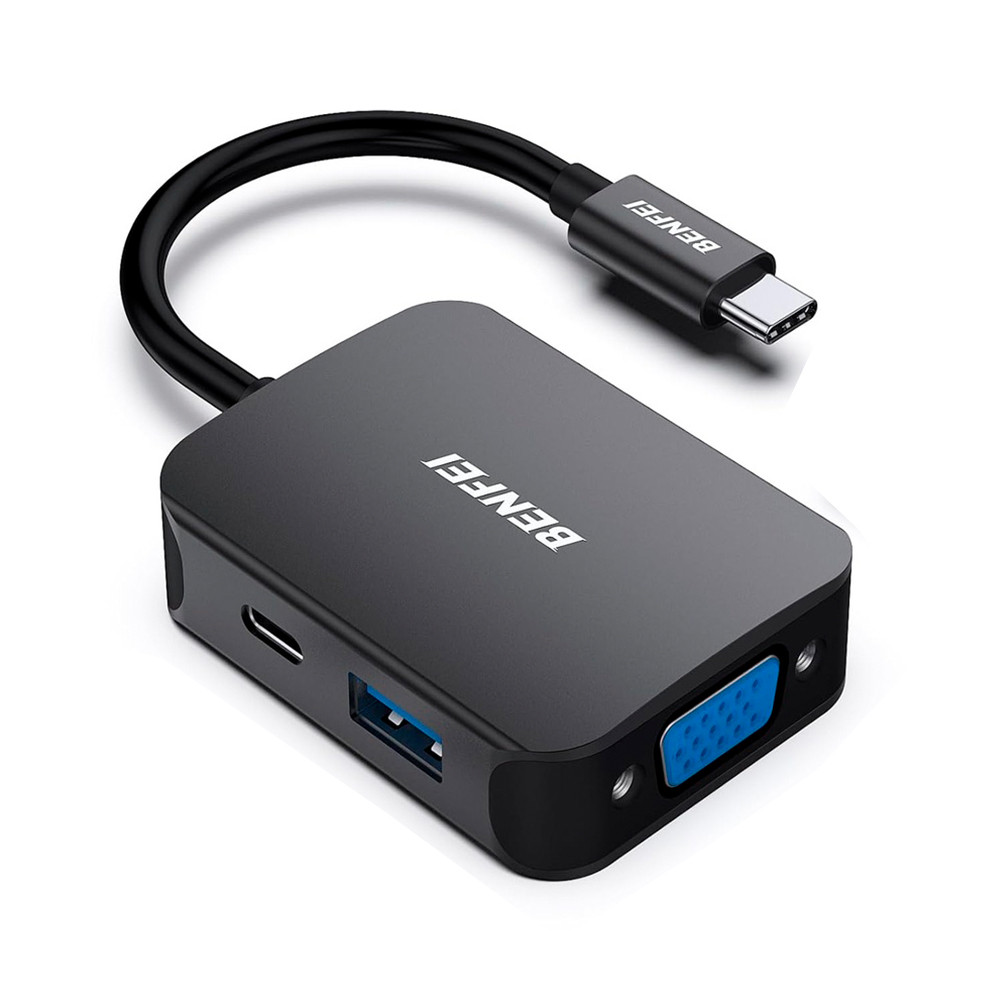 Benfei Hub Usb C 4 Em 1 para Hdmi, Usb A/C, Vga Preto | Shopee Brasil