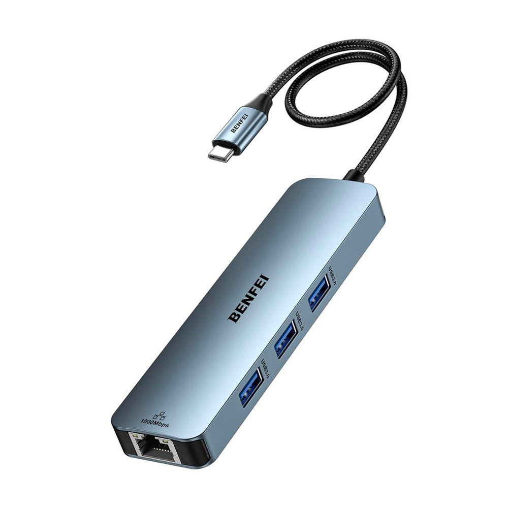 Benfei Hub USB-C 6 Em 1 HDMI 4K60, Usb 3.0 Rj45, Pd 100W | Shopee Brasil