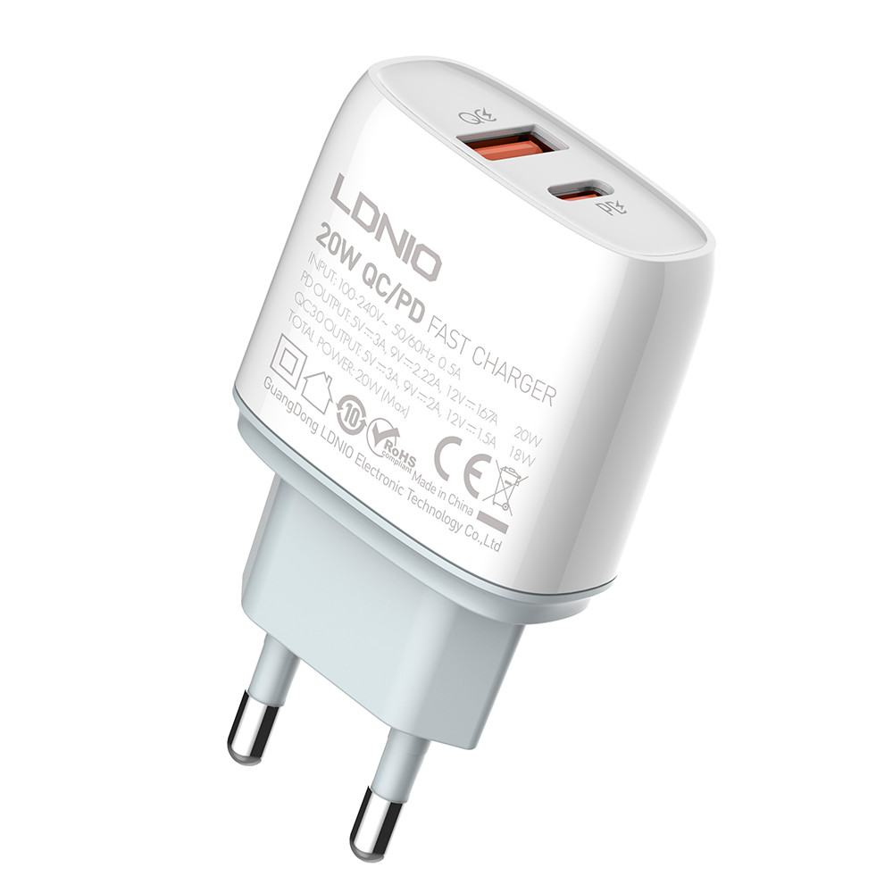 Carregador LDNIO Q229 20W USB C/A PDQC Rápido Cabo Usb C | Shopee Brasil