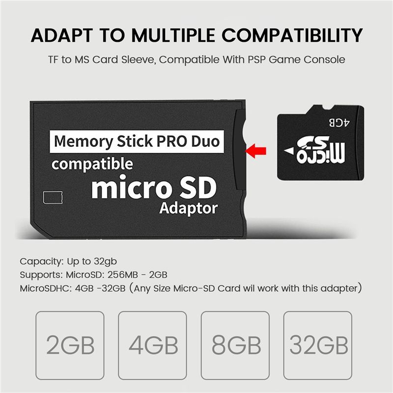 Adaptador Memory Stick Pro Duo Mini MicroSD TF Para MS Leitor De Cartão ...