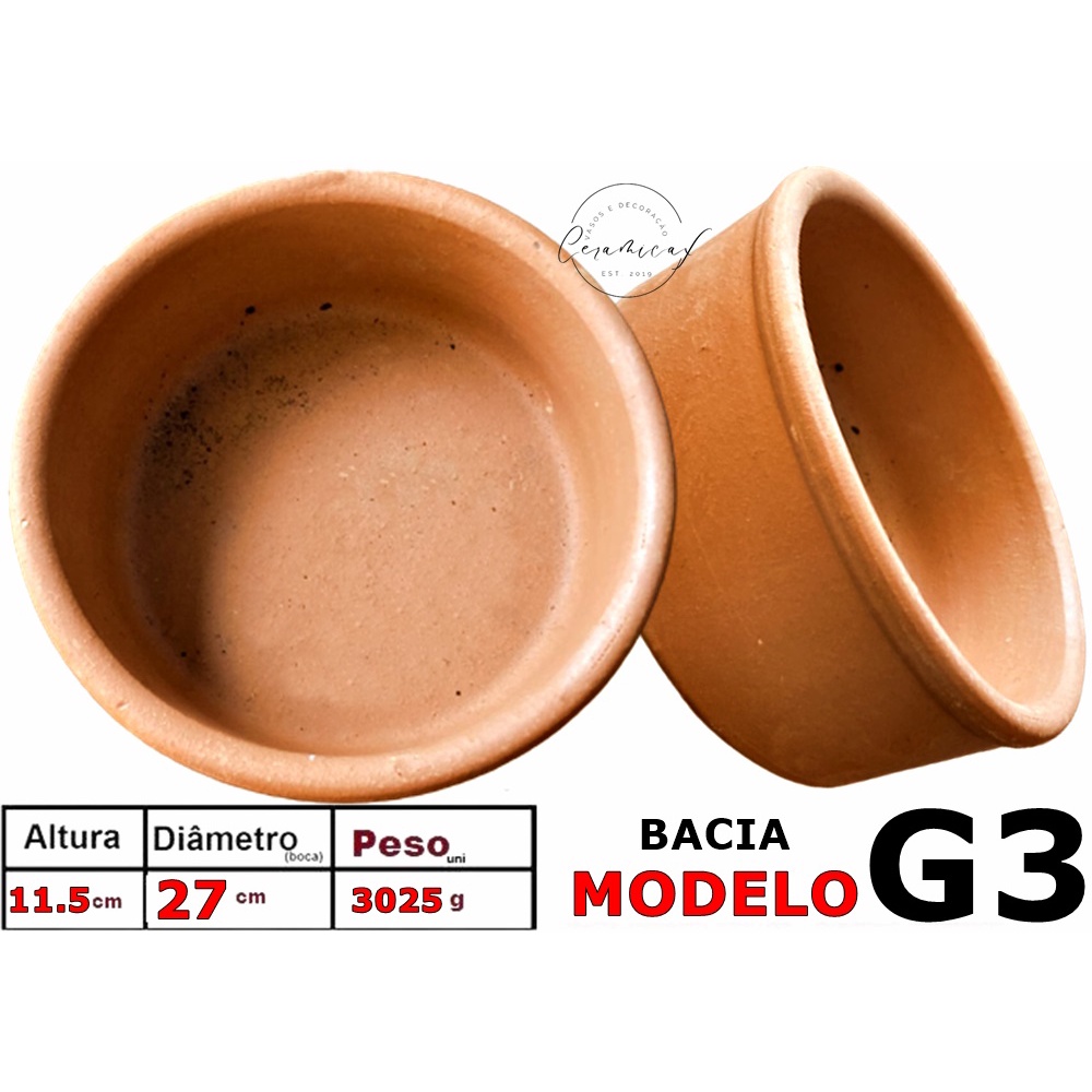 Bacia de Barro SEM Furo Comedouro Bebedouro Ceramica para pets ...