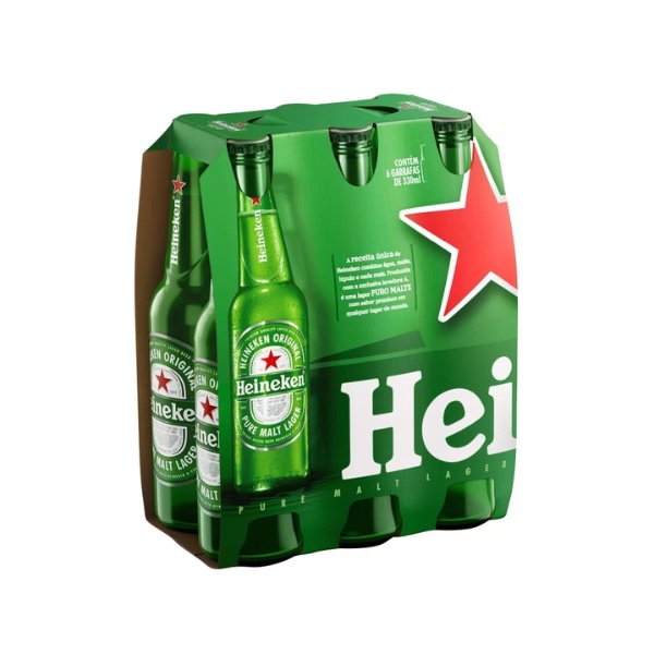 Cerveja Heineken Long Neck 6 Garrafas de 330 ml | Shopee Brasil