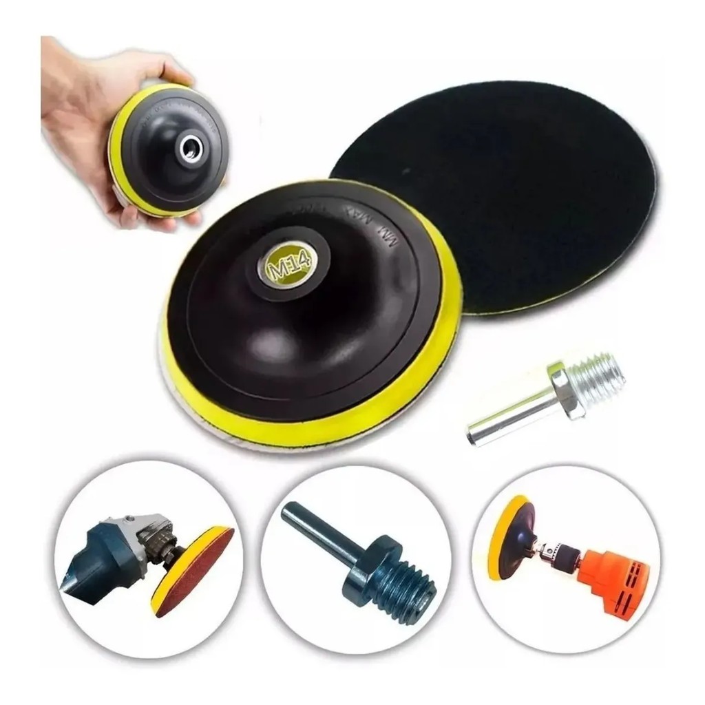 Suporte Disco De Lixa Com Velcros e Adaptador P/ Lixadeira, Furadeira E ...