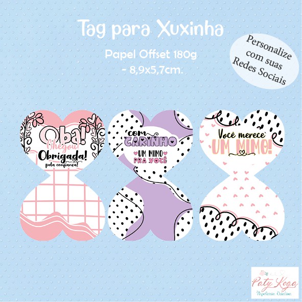 TAG para xuxinha / elástico Personalizável com suas redes sociais ...
