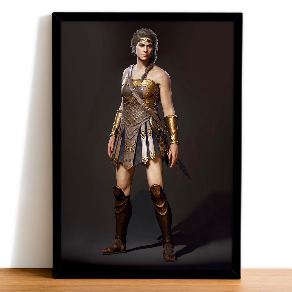 Quadro Assassins Creed Odyssey Kassandra A4 24x33 Cm Com Vidro