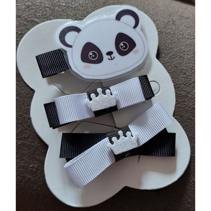 Kit Hair Clips Panda (Preto e Branco) | Shopee Brasil