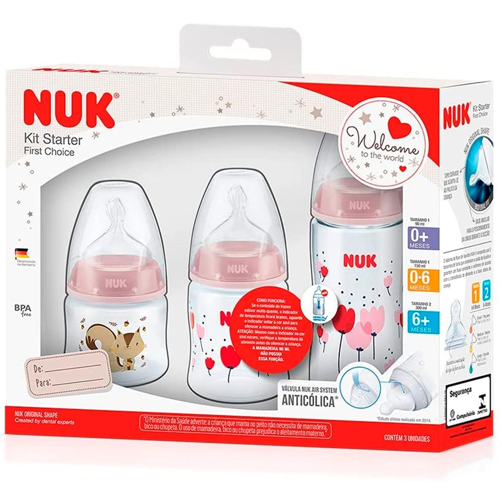 Kit Mamadeira Nuk Starter FC 90ml/150ml/300ml Girl - PA7066-MG | Shopee ...