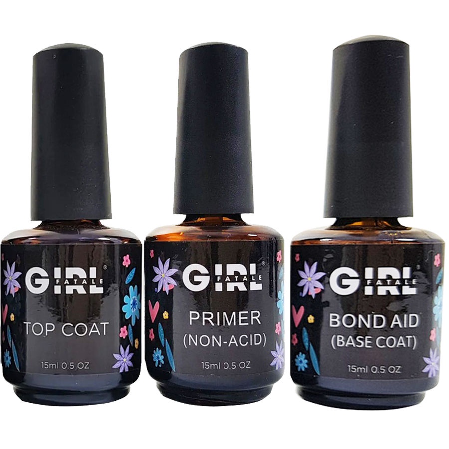 Kit Primer Non Acid + Top Coat + Bond Aid Desidratador Unhas Gel ...