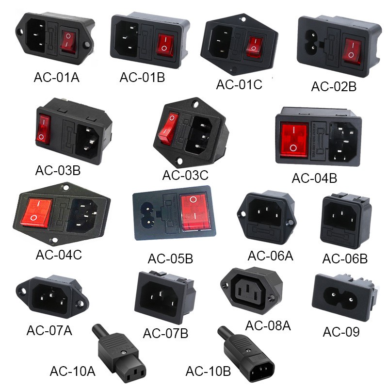 3 Pin IEC320 C14 C15 Soquete Elétrico Levou 250 V Rocker Switch Latão 10A Fusível Plugue Entrada ...