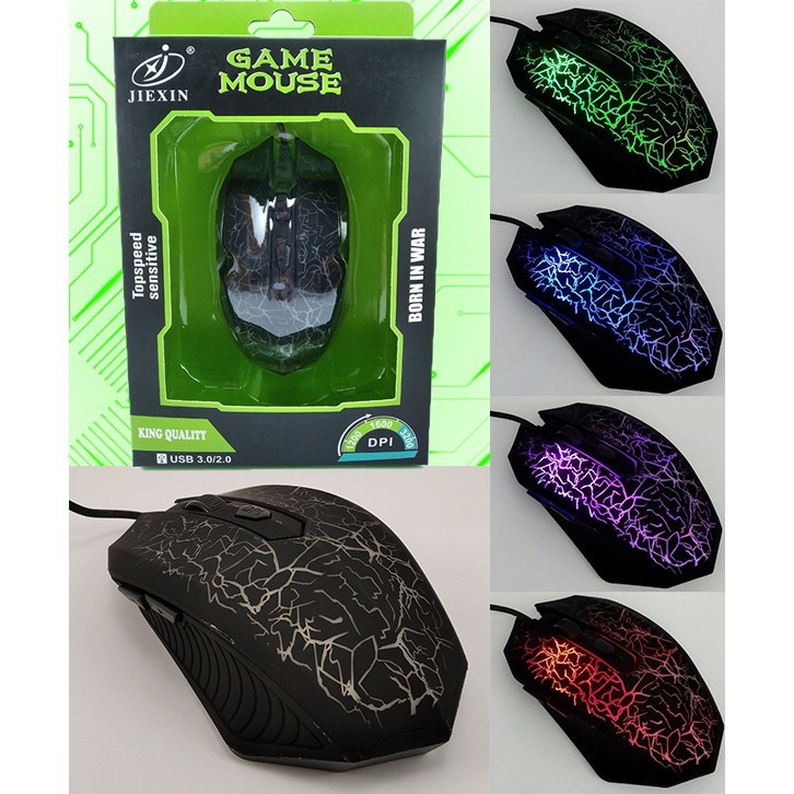 Mouse Gamer iluminação RBG colorido ajustável 4 dpi 6 botões Jiexin ...