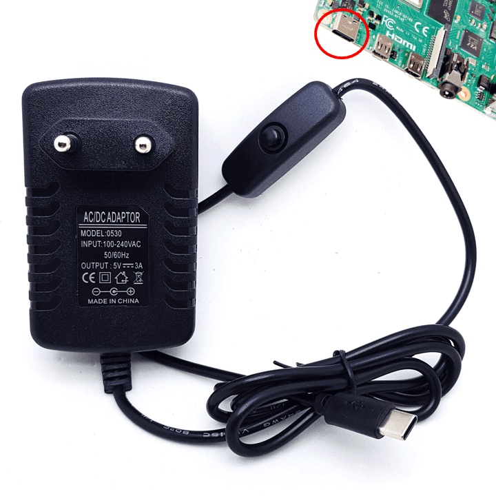 Fonte De Alimentação 5v 3A Para Raspberry Pi 2 Pi 3 Pi 3b Usb-C Botão ...
