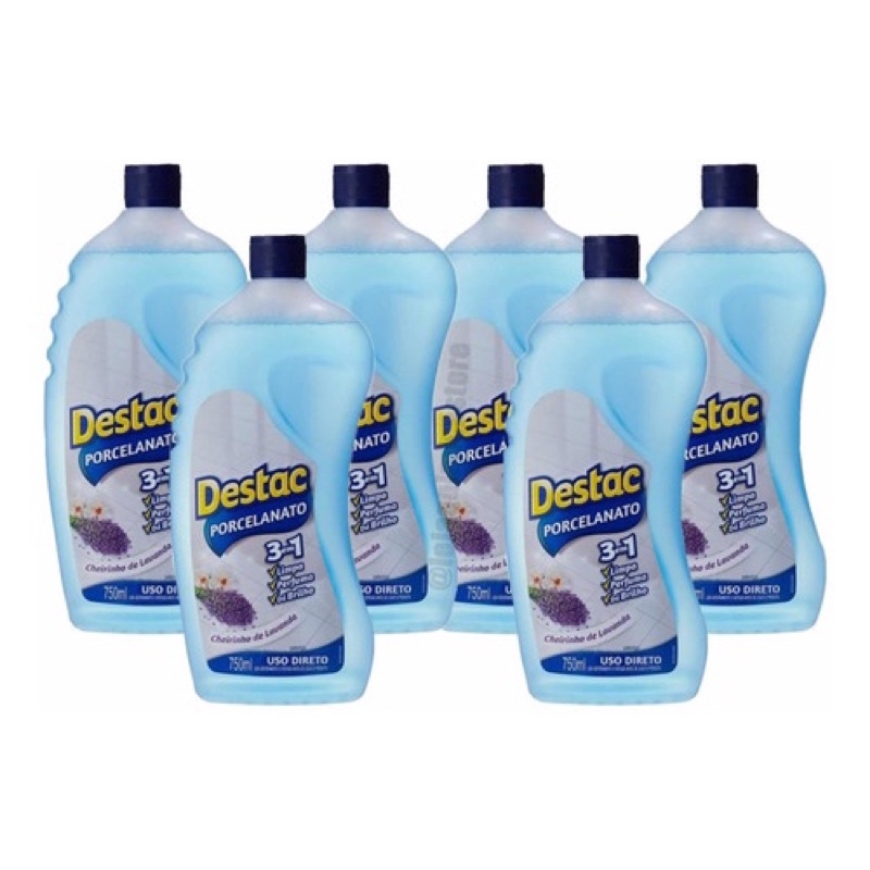 Limpa Pisos Porcelanatos Destac 750 Ml - Kit Com 6 Unidades | Shopee Brasil