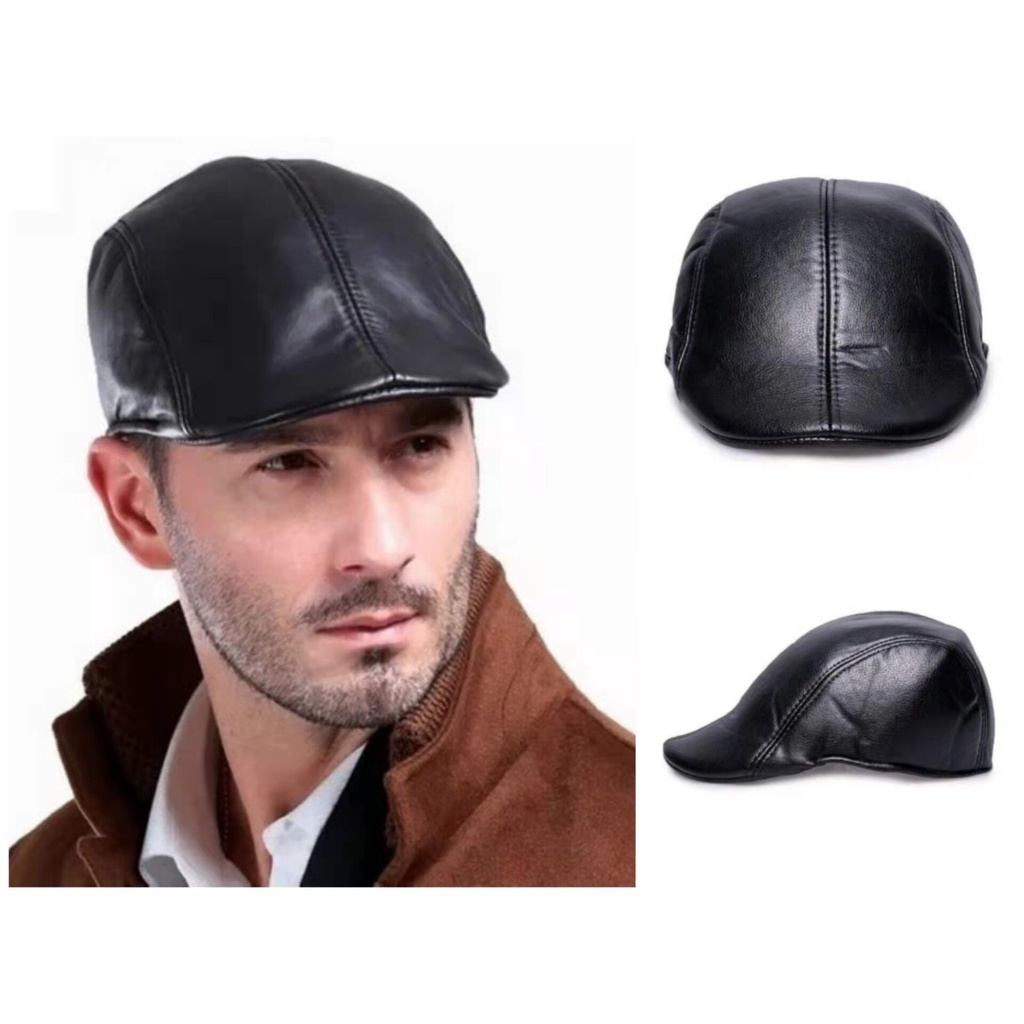 Boina Italiana Gorro Bone Moda Estilo Inverno Italiana Preta Lisa Couro ...