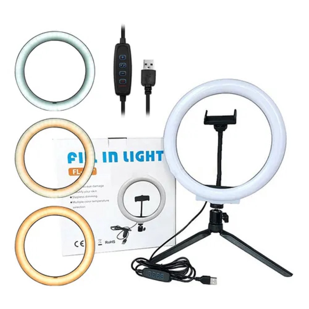 Iluminador Ring Light Led Anel De Luz Com Suporte Para Celular 26 Centímetros Profissional ...