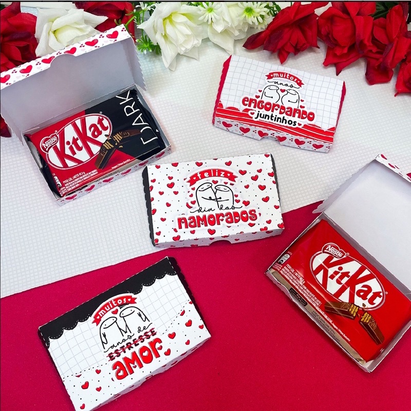 caixa para kit kat tema FLORK bentô cake dia dos namorados 5 unidades ...