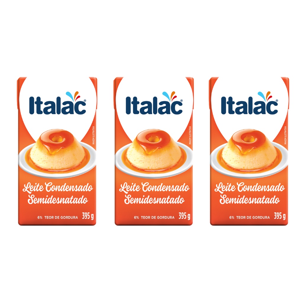 Leite Condensado Italac 395g kit com 3 unidades | Shopee Brasil