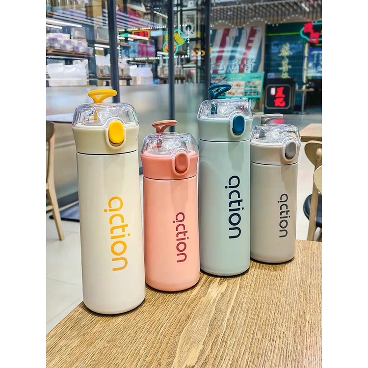 Garrafa Térmica Adulto/infantil Com Canudo 380ml Goma Buba | Shopee Brasil