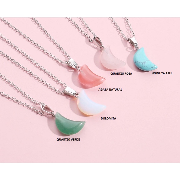 Colar forma Lua (pedra) | Shopee Brasil