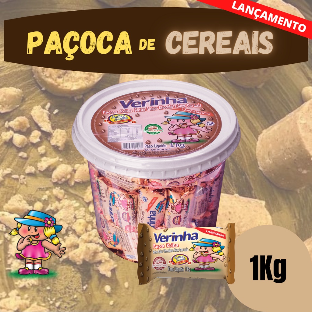 Paçoca Rolha Verinha com Cereais - 1Kg | Shopee Brasil