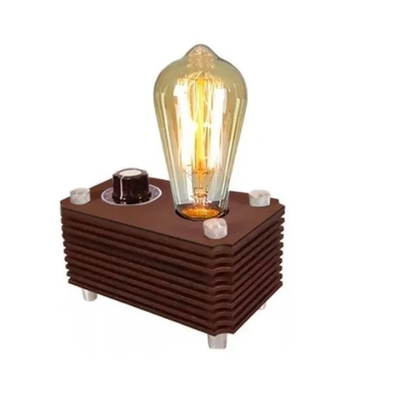 Abajur Box Dimerizavel - Industrial Retrô marrom + Lâmpada Retrô ...
