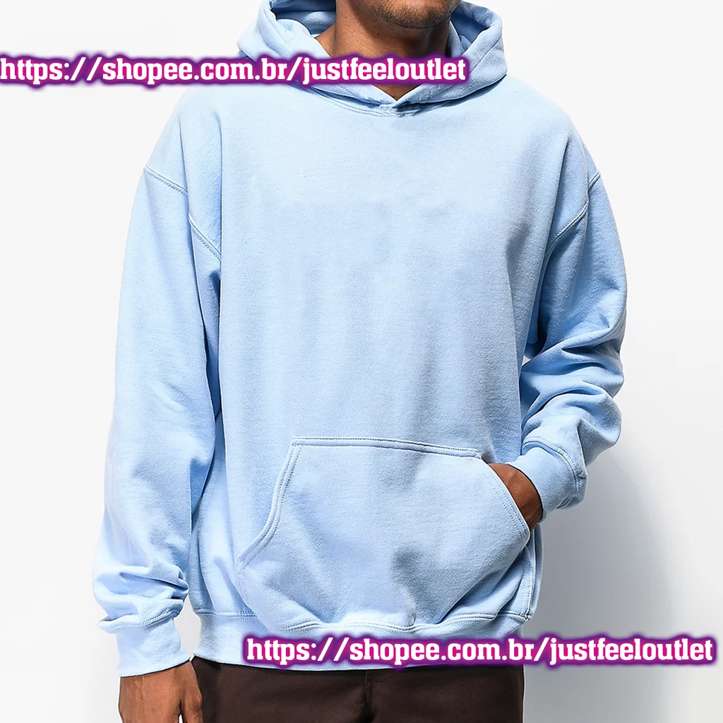 Moletom Canguru Azul Bebê Unissex Algodão Basic Liso Sem Estampa Colors ...