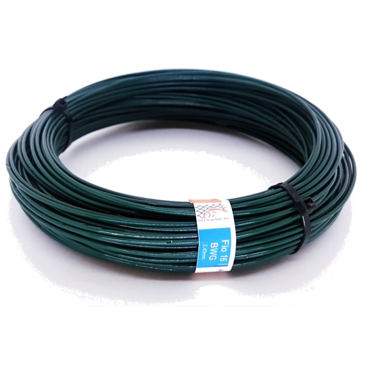 Arame Galvanizado Encapado Pvc Verde Fio 16 BWG (2,40mm) 58m - 1kg | Shopee Brasil