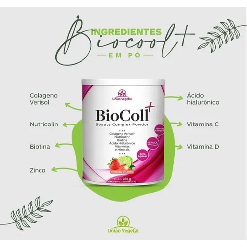 Biocoll Verisol Biotina Ácido Hialurônico 300g União Vegetal | Shopee ...