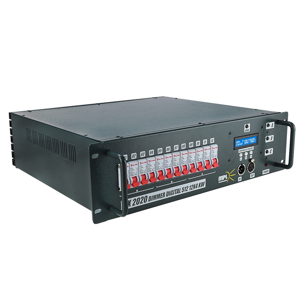 Rack Dimmer MPL 12 Canais Modulo Disjuntor Display Digital DMX | Shopee ...