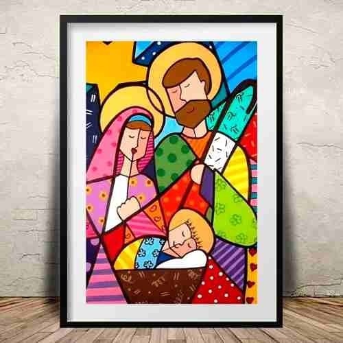 Quadro Sagrada Familia Romero Britto Jesus A3 42x30cm | Shopee Brasil