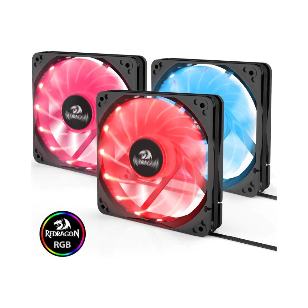 Kit com 3 Fans Coolers Redragon GC-F006 RGB - 120mm | Shopee Brasil