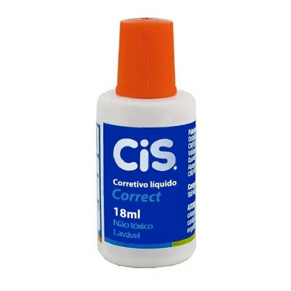 Corretivo Líquido 18ml - CiS - Corretivo Escolar Branco | Shopee Brasil