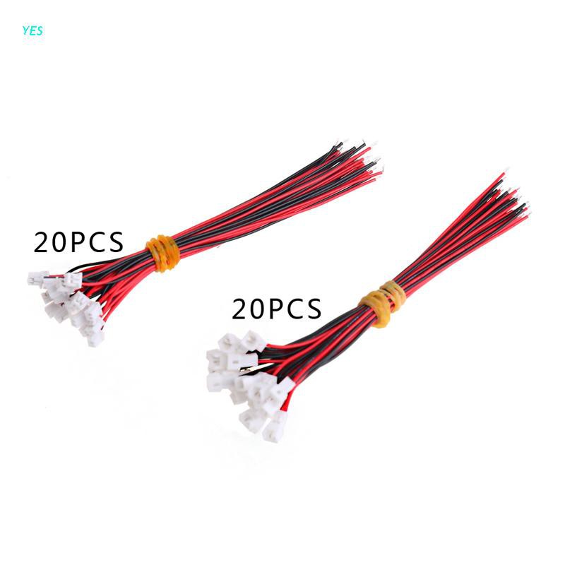 Yes 20 Par Jst 1.25 2 Pinos Fêmea Conector Fio Cabos 100mm | Shopee Brasil