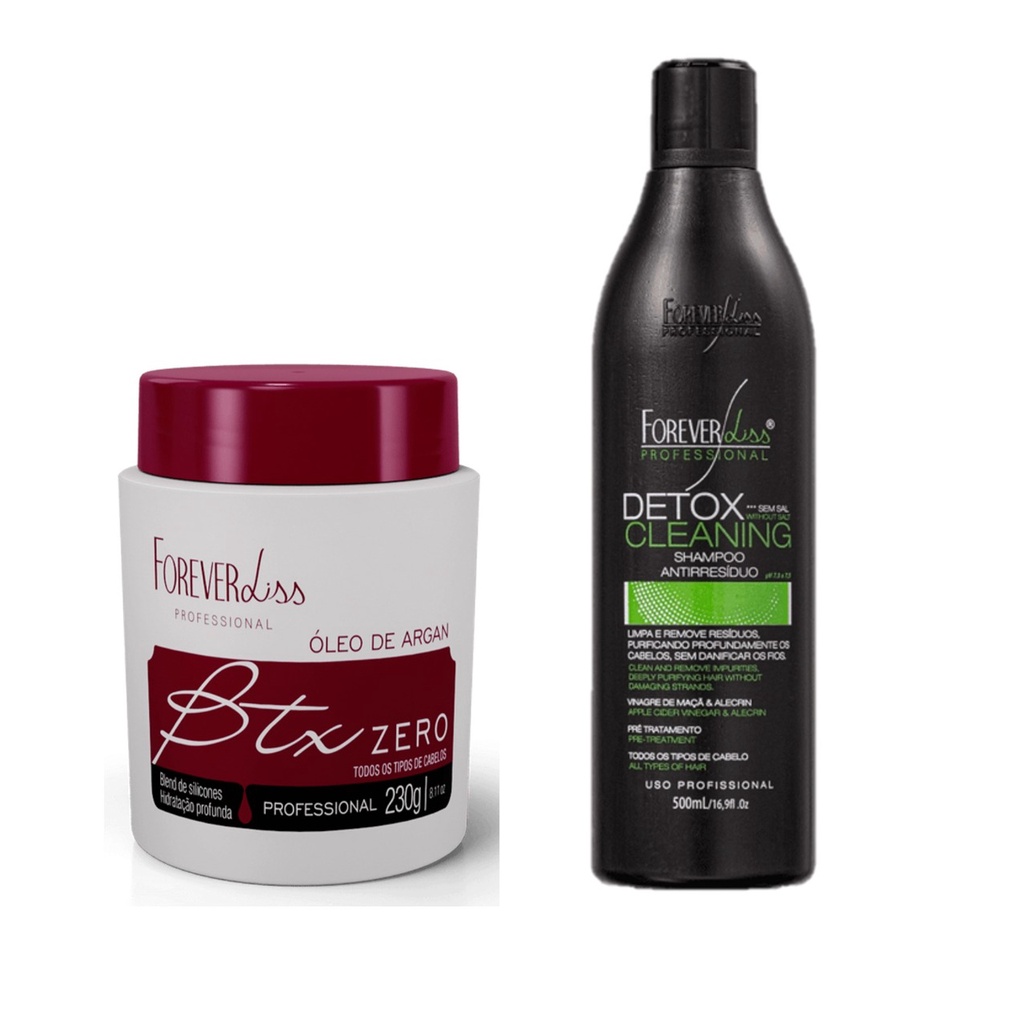 Kit Forever Liss Btx Argan Oil 230g + Shampoo Detox Cleaning | Shopee ...
