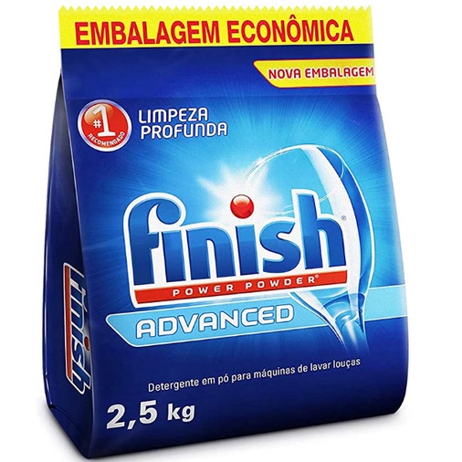 Detergente em po para Lava Loucas Finish Advanced 2.5 Kg - Faz a Boa!