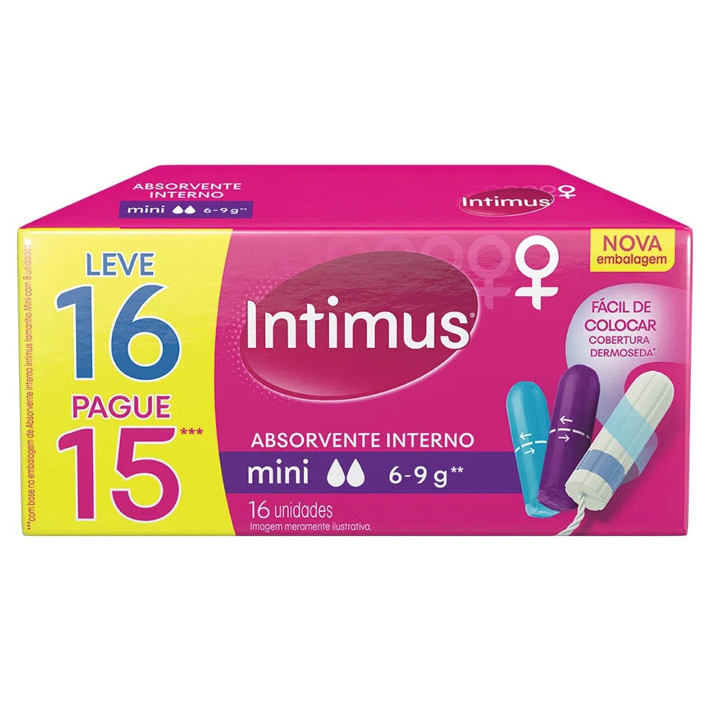 Absorvente Interno Intimus Mini c/16 Unidades | Shopee Brasil