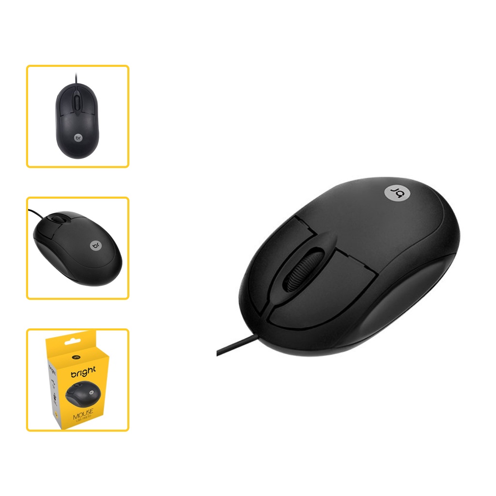 Mouse Usb Plug & Play 0106 Preto Bright | Shopee Brasil