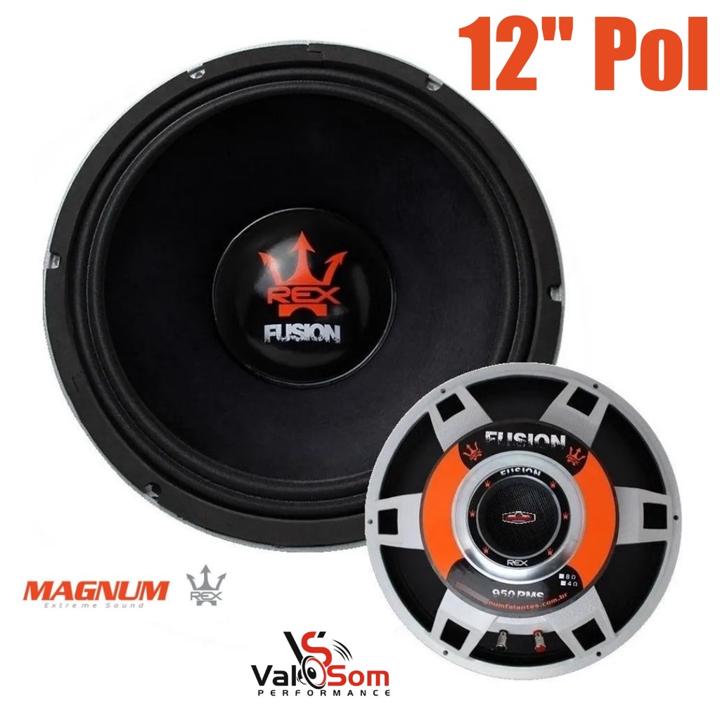 Alto Falante Woofer Magnum Rex Fusion 12 Polegadas 950W Rms 4 ou 8 Ohms ...