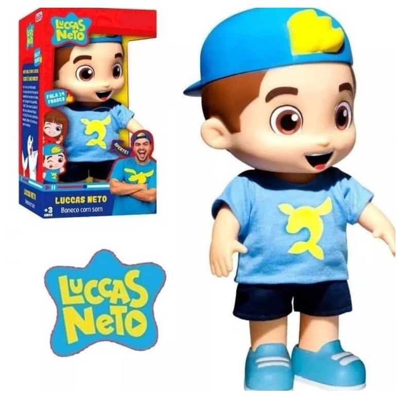 Boneco Lucas Neto Articulado 28cm Azul Fala 14 Frases | Shopee Brasil