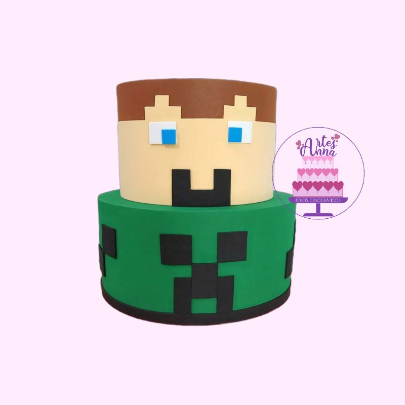 Mini Bolo Fake Minecraft Bolo pequeno (20x20cm) Mesversario | Shopee Brasil