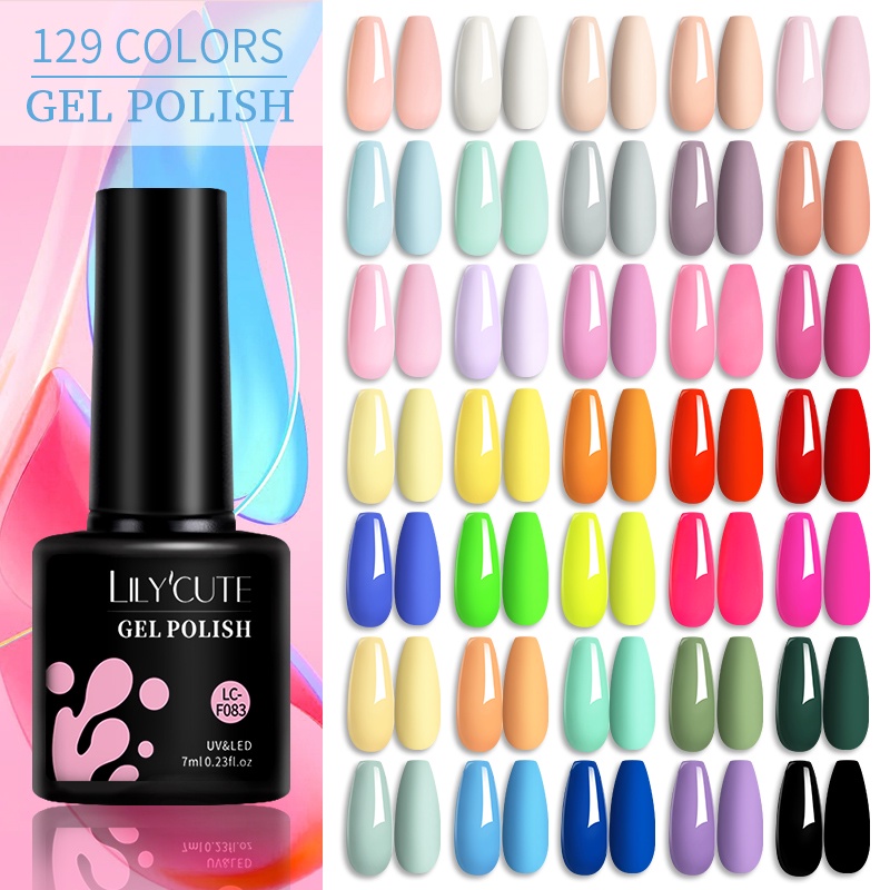 LILYCUTE 1 Garrafa Gel Para Unha 7 Ml/Esmalte UV Rosa Azul Roxo Glitter Soake Off Manicuring ...