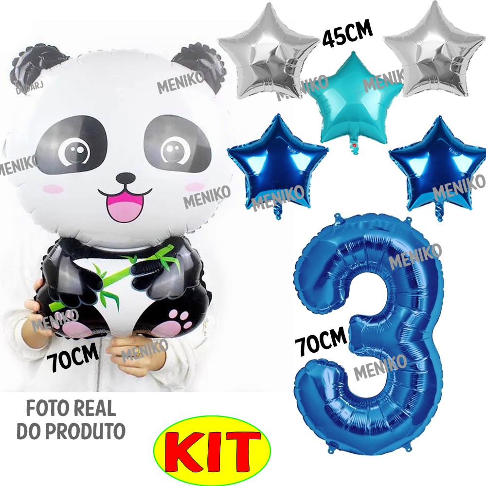 kit balao metalizado panda + numero + Estrela | Shopee Brasil