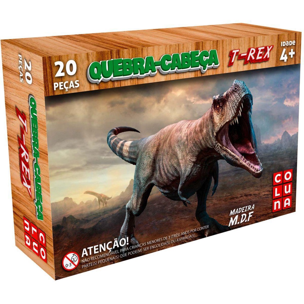 Quebra Cabeça 20 Peças T-Rex Madeira 0911 Pais E Filhos | Shopee Brasil