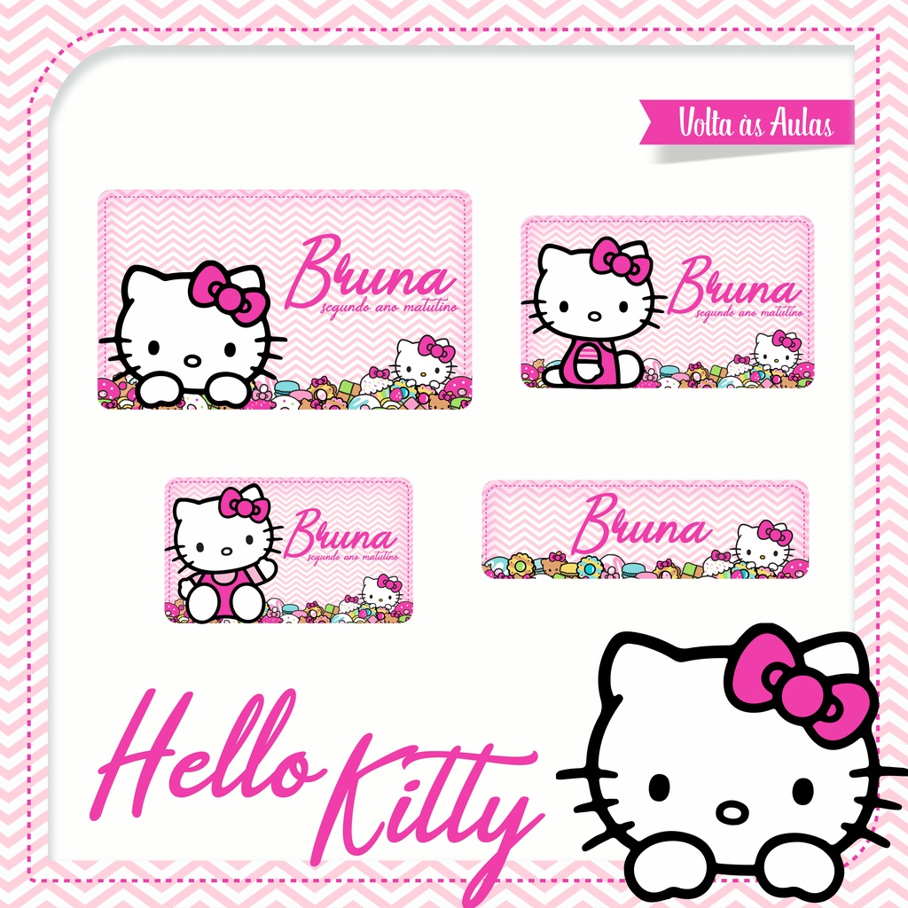 70 Etiquetas Escolares Personalizadas Hello Kitty | Shopee Brasil