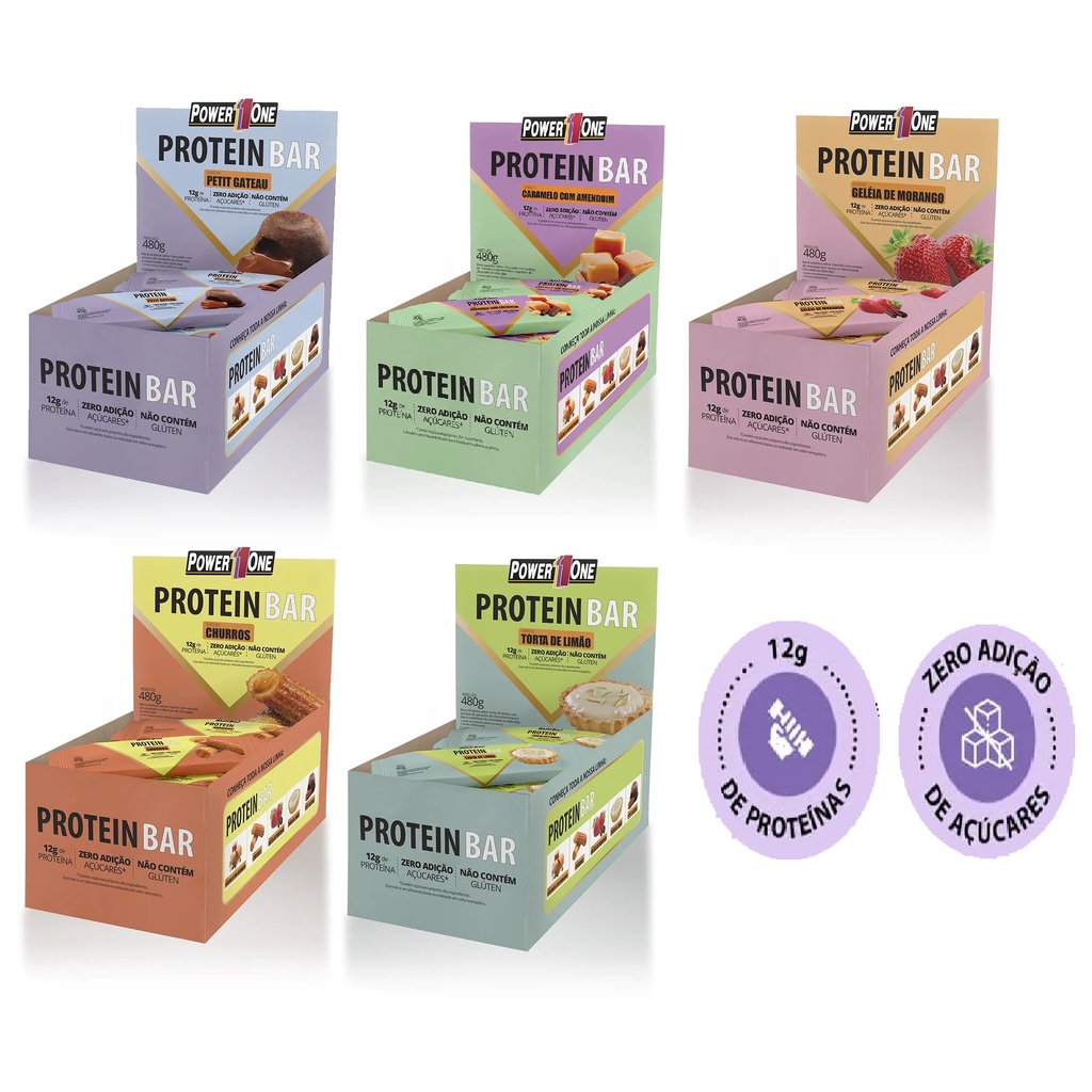 DISPLAY Power One PROTEIN BAR Caixa c/12 Barra Power1One Sabores ...