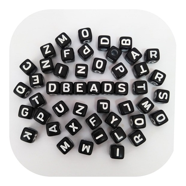 Miçanga 8mm 50 Letras Sortidas Infantil Alfabeto Bijuteria Entremeio ...